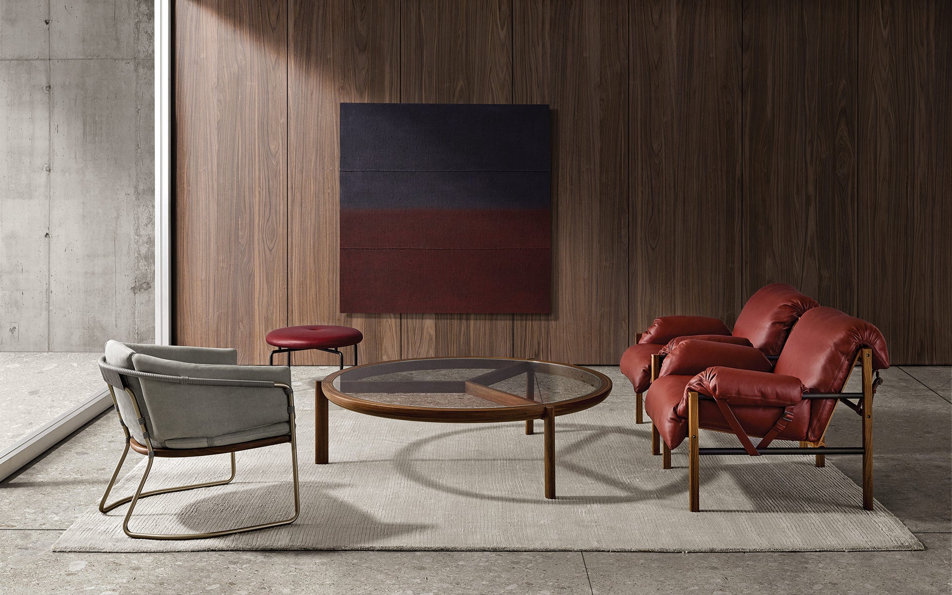 Sling Club Chair and Ottoman