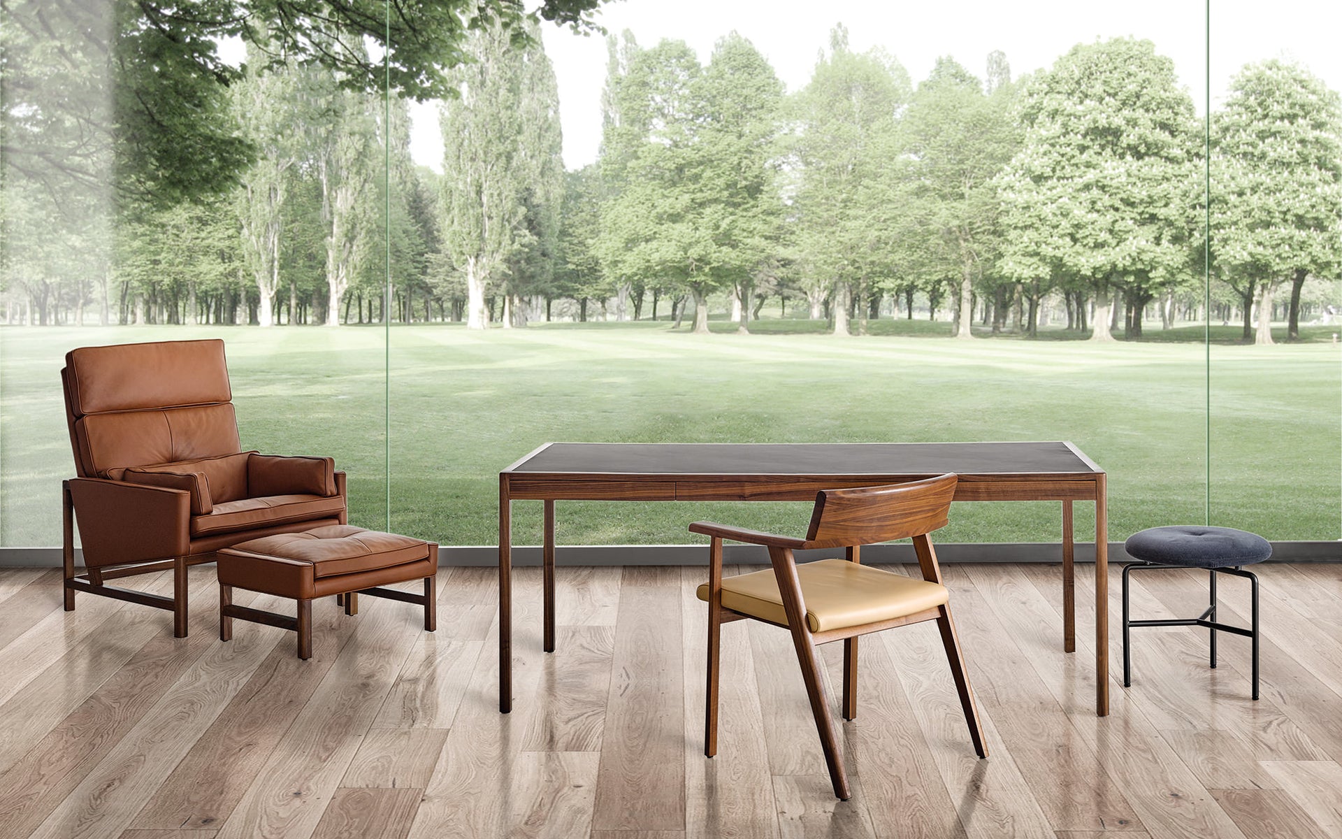 Wood Frame Lounge Chairs